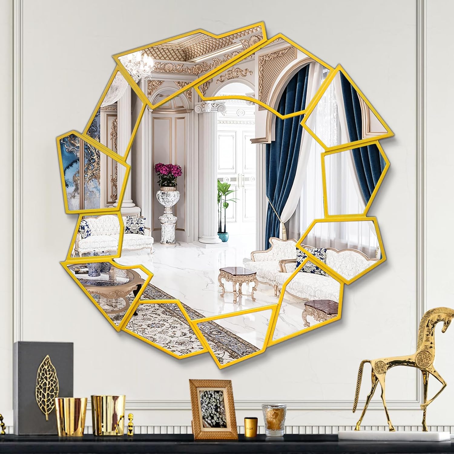 Amazon.com: Jesantab Wall Mirrors Decorative, 32’’ Large Gold Mirrors ...