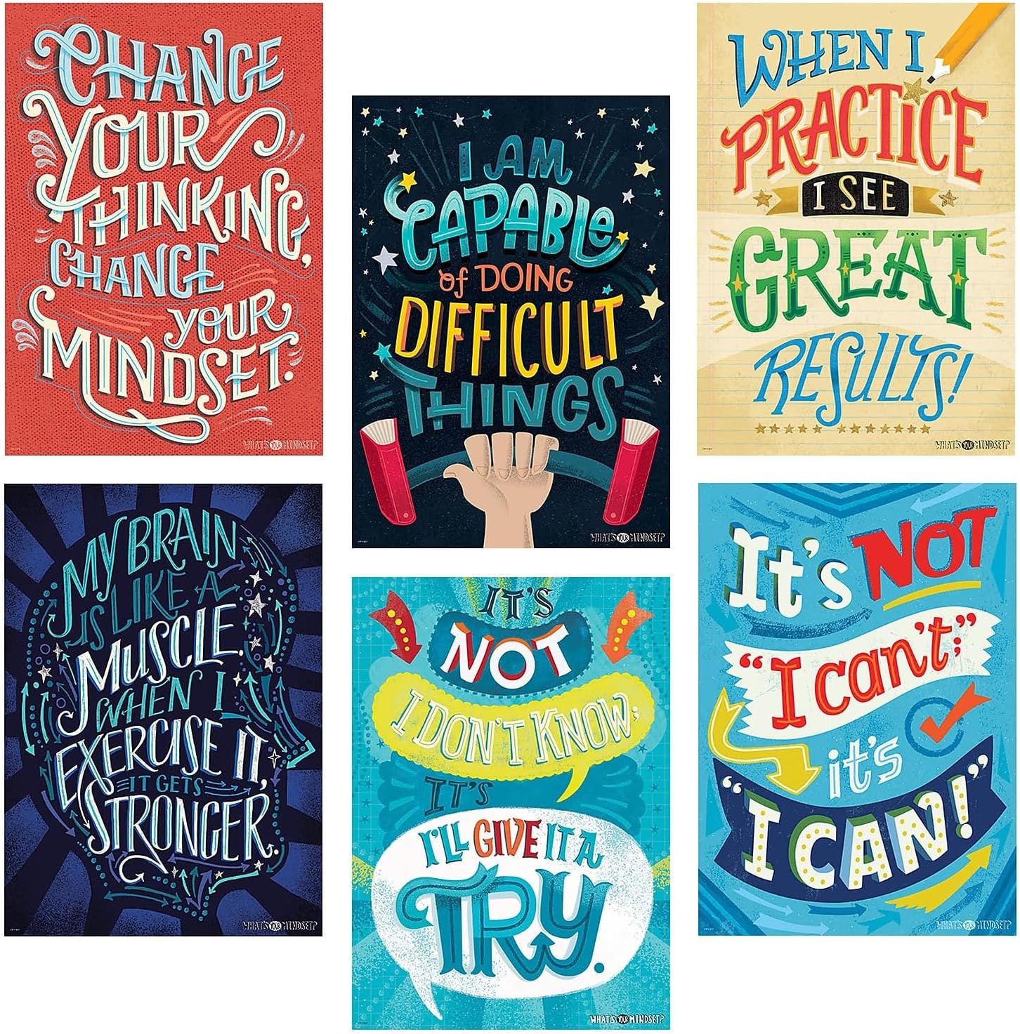 Amazon.com : Creative Teaching Press CTP Positive Mindset Poster Pack ...