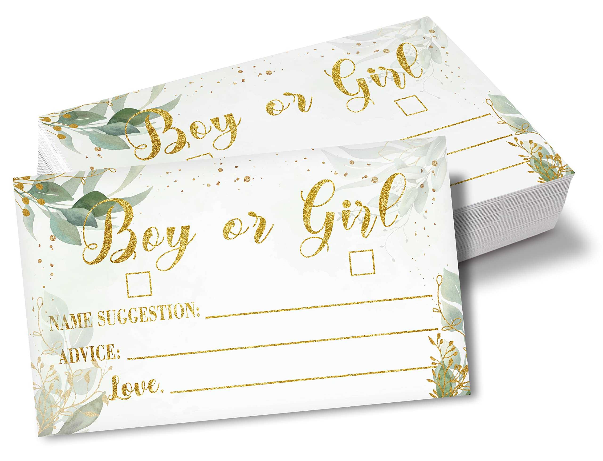 Buy Gender Reveal Games, Neutral Greenery Gender Reveal Voting Cards ...