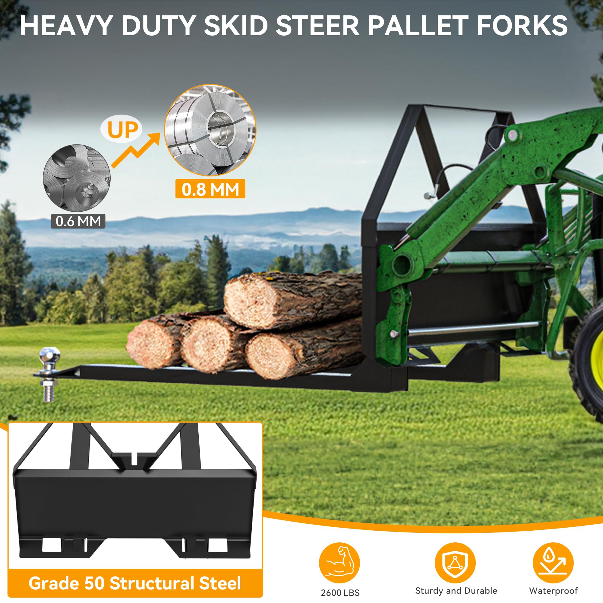 Snapklik.com : 46" Quick Attach Pallet Forks Attachment Skid Steer ...