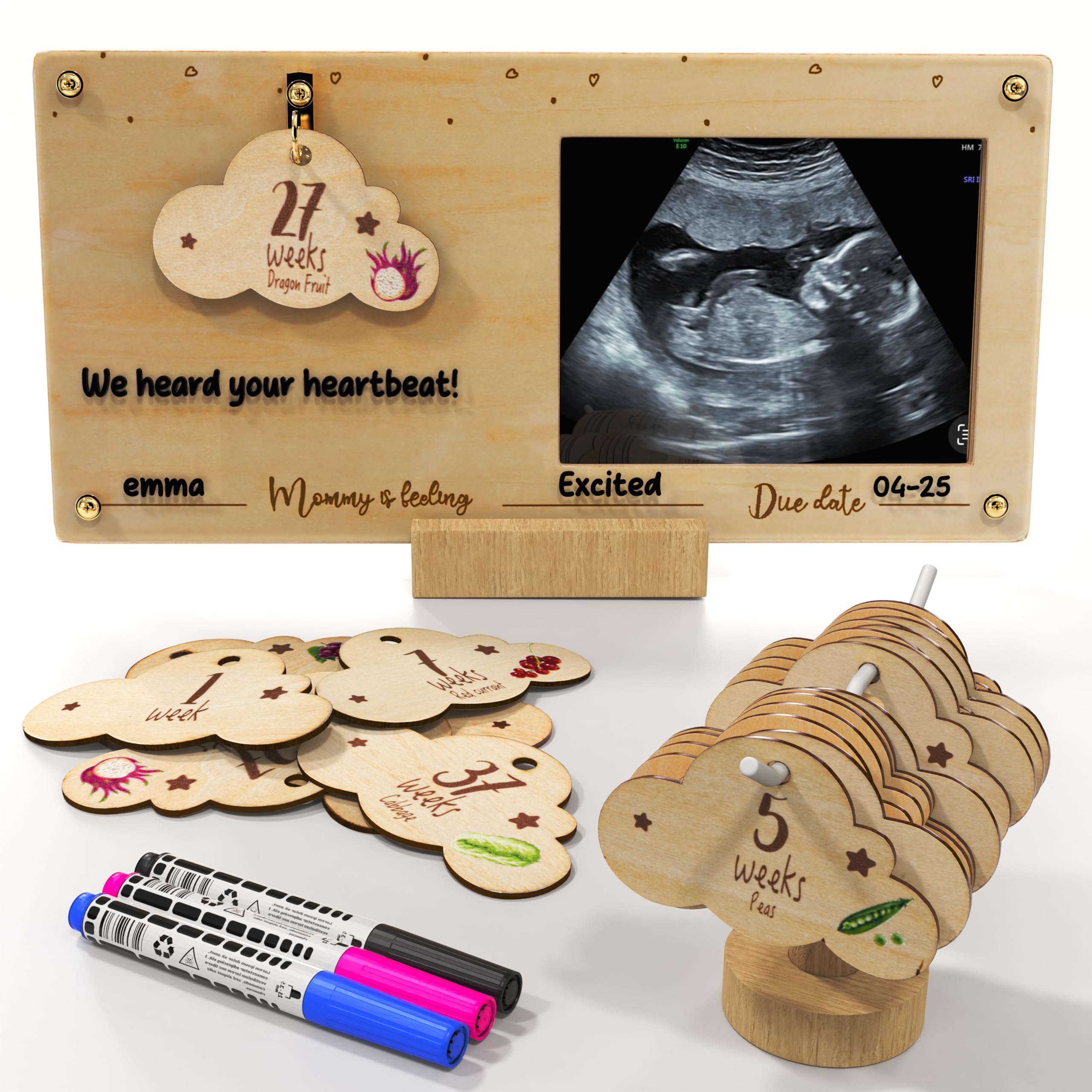 Amazon.com: Cozy Peazy Pregnancy Countdown Board with Ultrasound ...