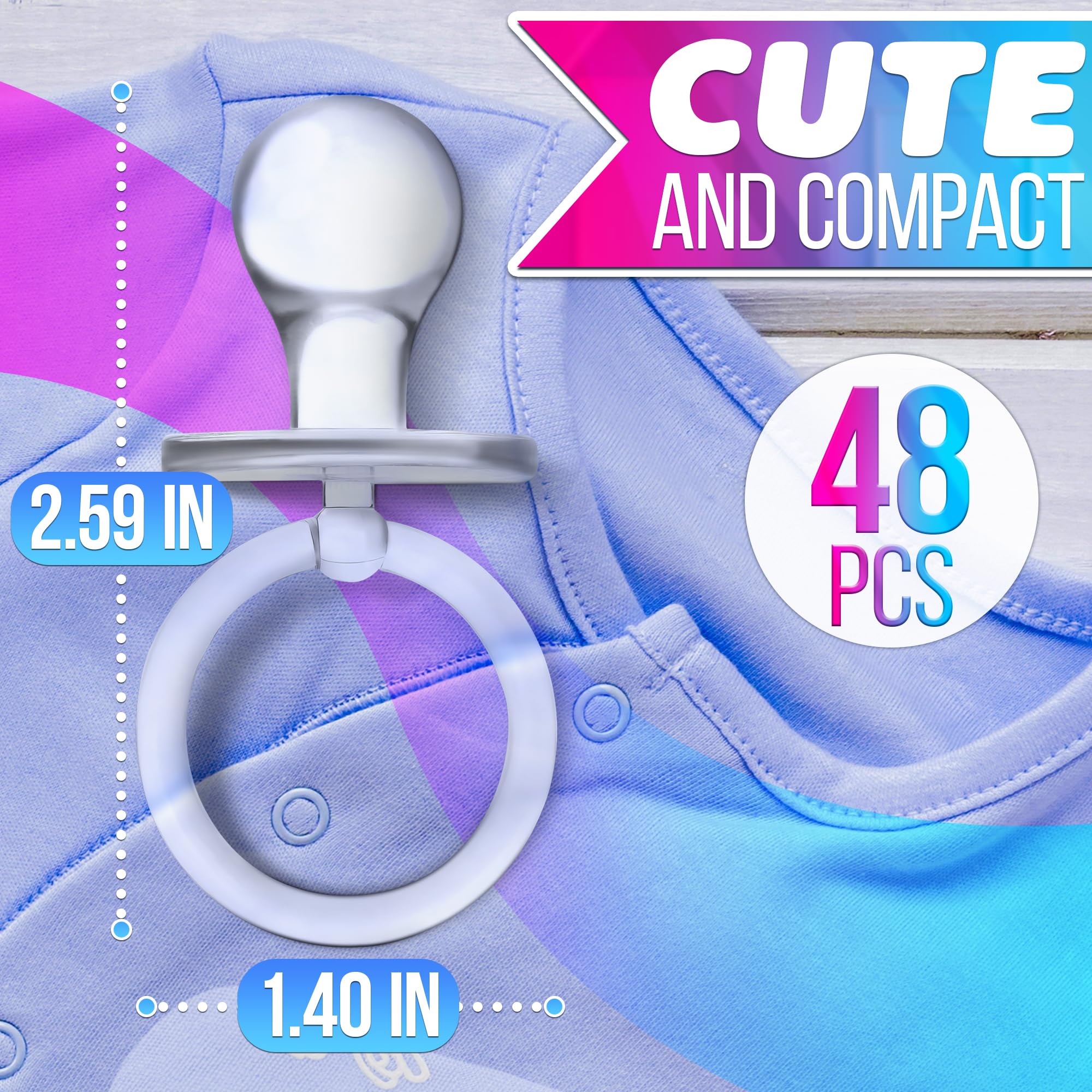 Snapklik.com : 48Pcs Baby Pacifiers For Baby Shower Games - Plastic ...