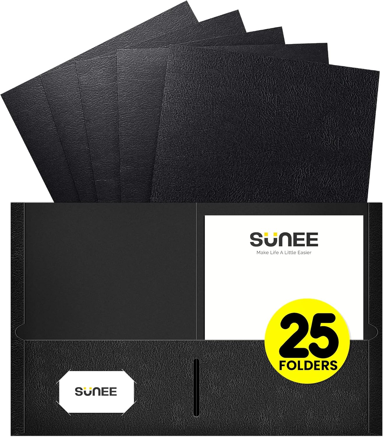 Amazon.com : SUNEE Folders with Pockets(25 Pack, Black), 2 Pocket Folders Fit Letter Size Paper ...