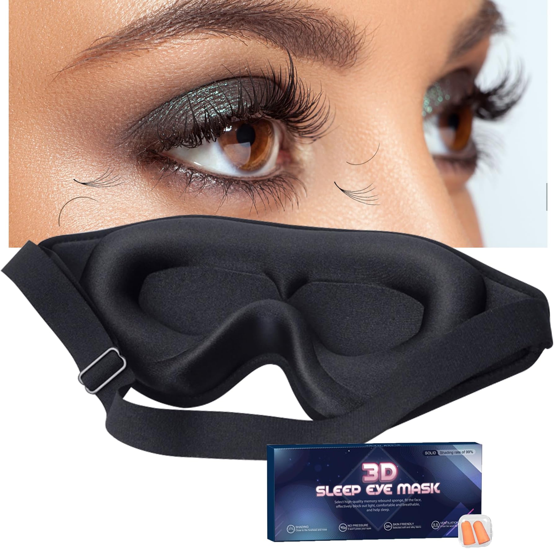 Amazon.com: SMUG 100% Blackout Sleep Mask | Eyelash Friendly Eye Mask ...
