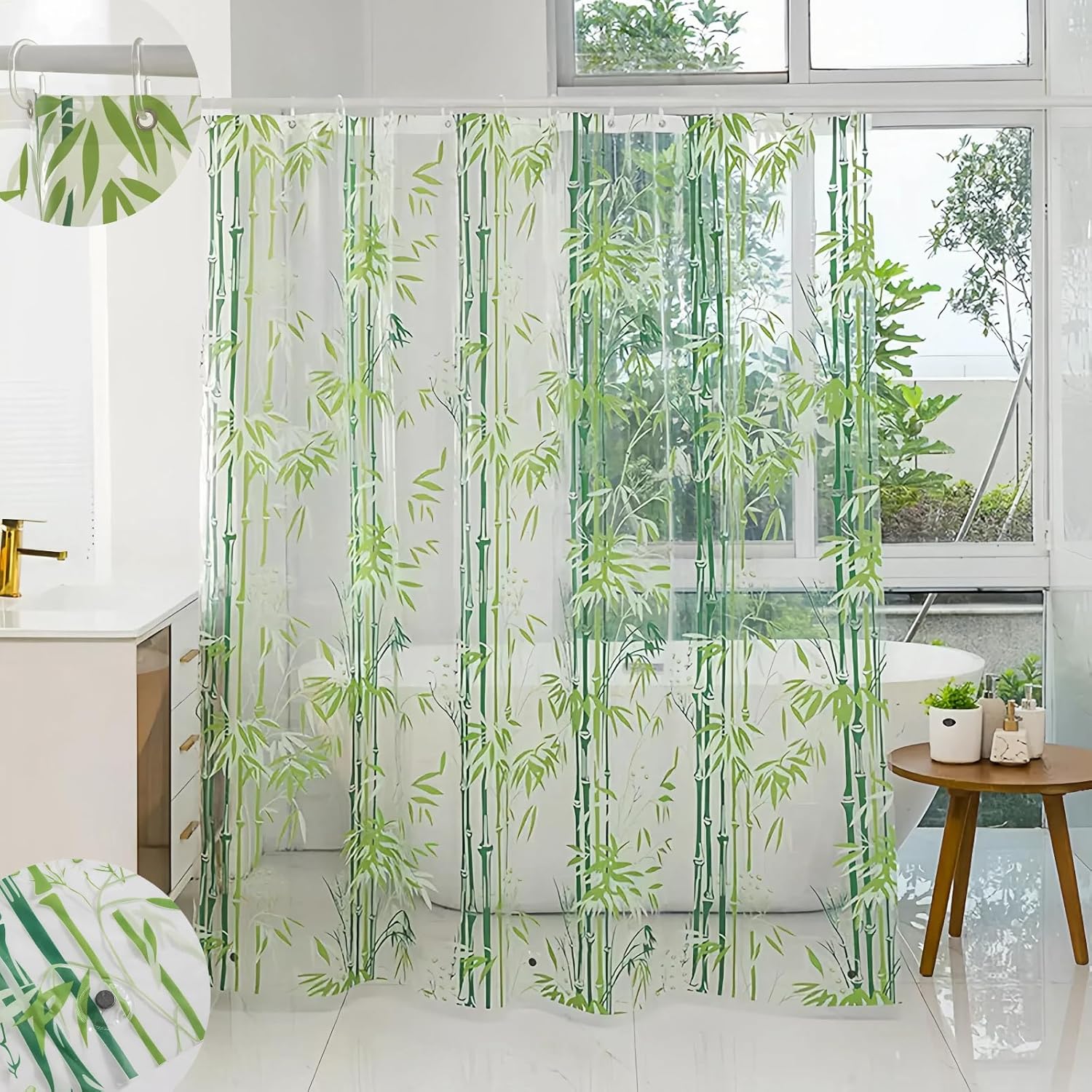 Clear Bamboo Shower Curtain Liner, Plastic Transparent Shower Curtain ...