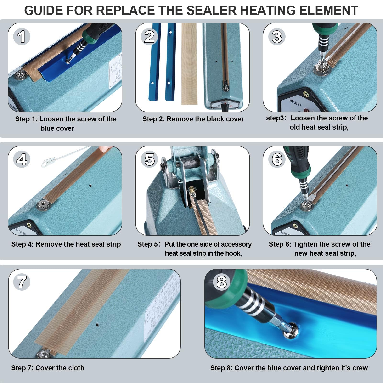 Snapklik.com : 10 Pieces Impulse Sealer Heating Element Service Spare Repair Parts Kit Heat Seal ...