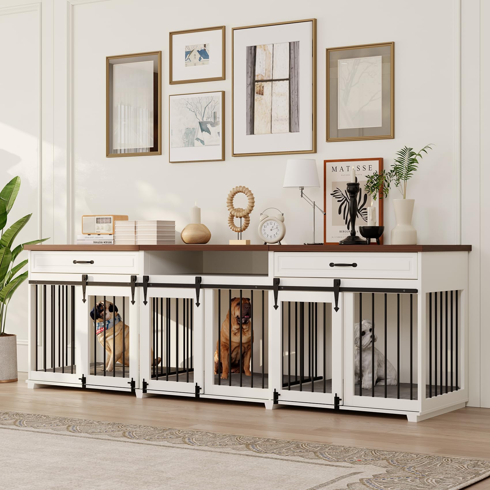 3 Dog Crate Furniture Large Dog Crate Furniture - Wooden Indoor Dog ...