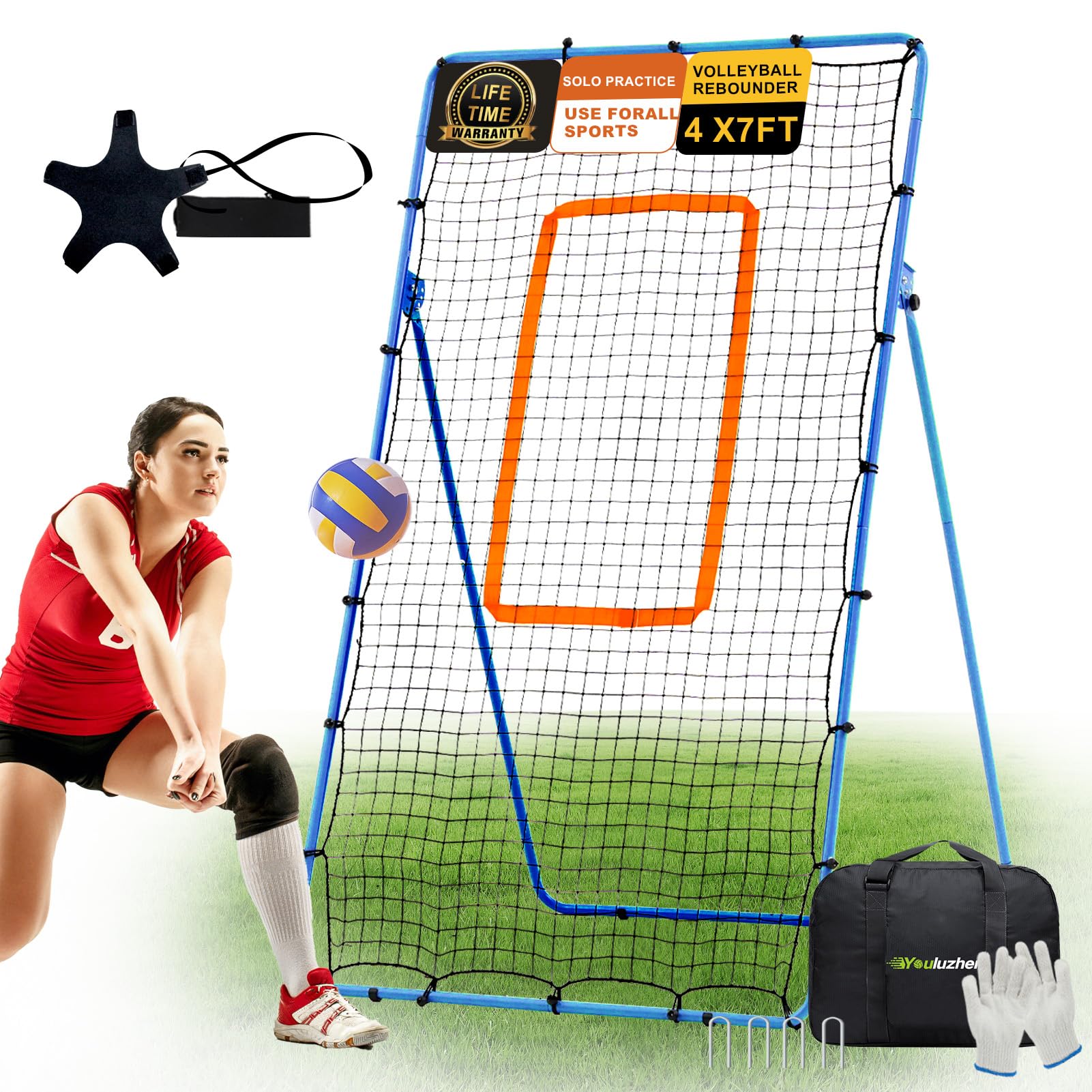 Volleyball Equipment Volleyball Rebounder Net - 4x7ft With 5 Adjustable ...