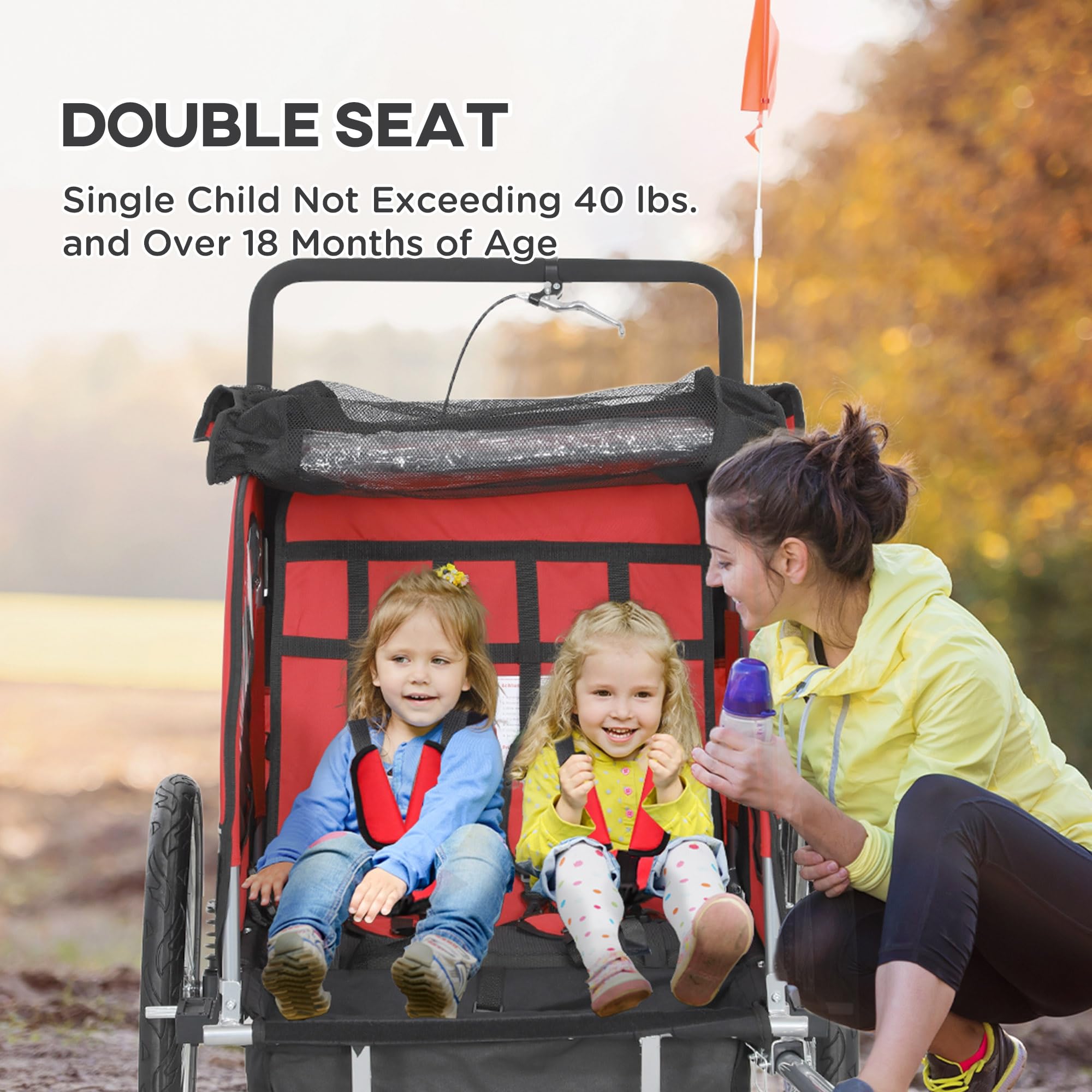 Snapklik.com : Aosom Elite 360 Swivel Bike Trailer For Kids Double ...