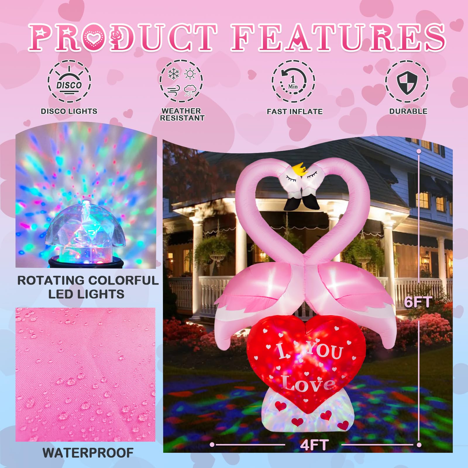 Snapklik.com : BRDJade 6FT Valentines Day Inflatables Couples Swan