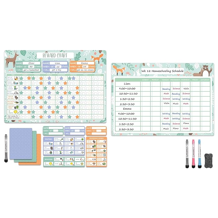 Buy Magnetic Reward Chart & Chore Chart for Multiple Kids | 17x12 Inch ...