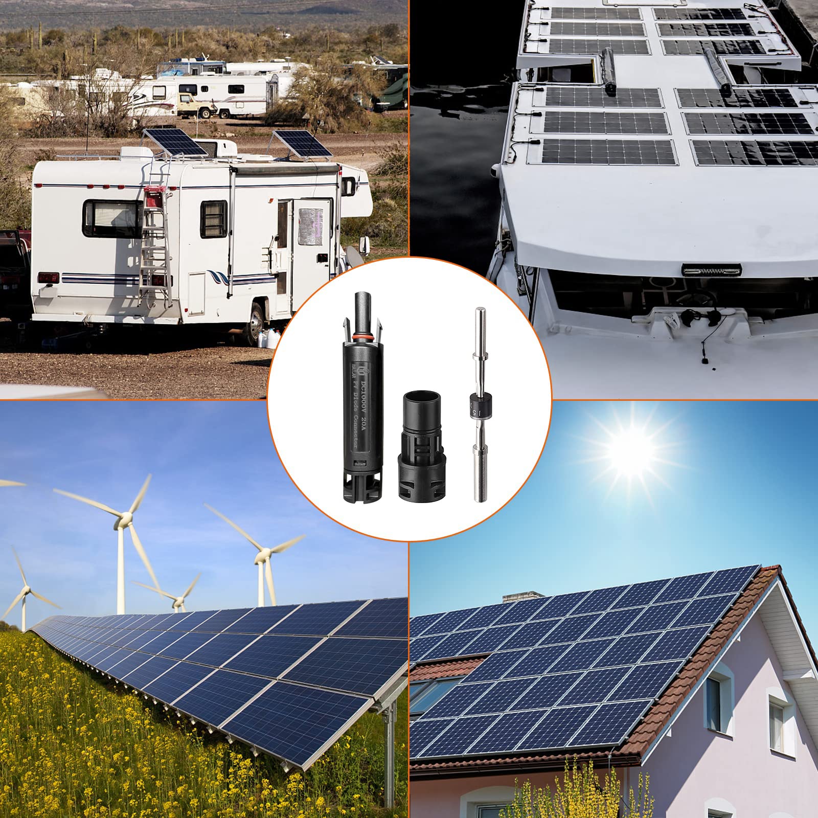 Snapklik.com : 20A Solar DC Diode PV Plug Connector, 1000V Rated ...