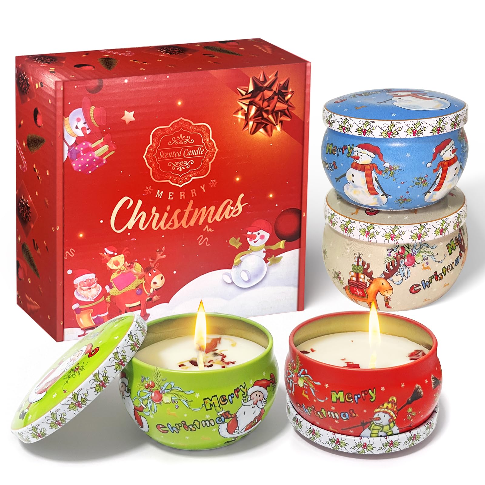 Amazon.com: Christmas Scented Candles Gifts for Women - Christmas Candle Gifts Set, Scented ...