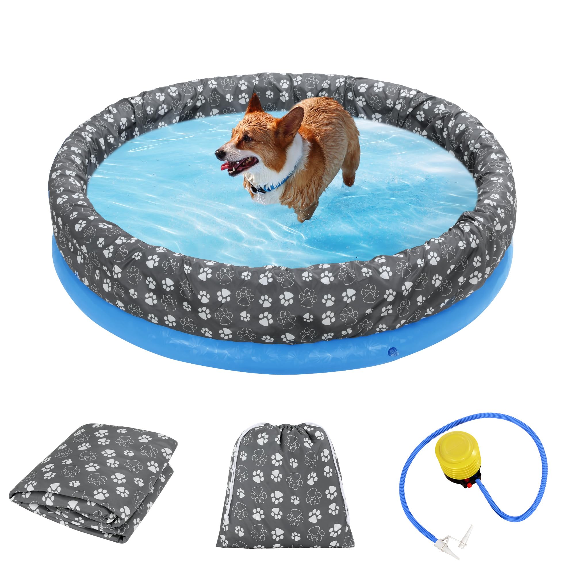 Amazon.com: HOMBYS Extra Large Foldable Dog Pool Inflatable Pet ...