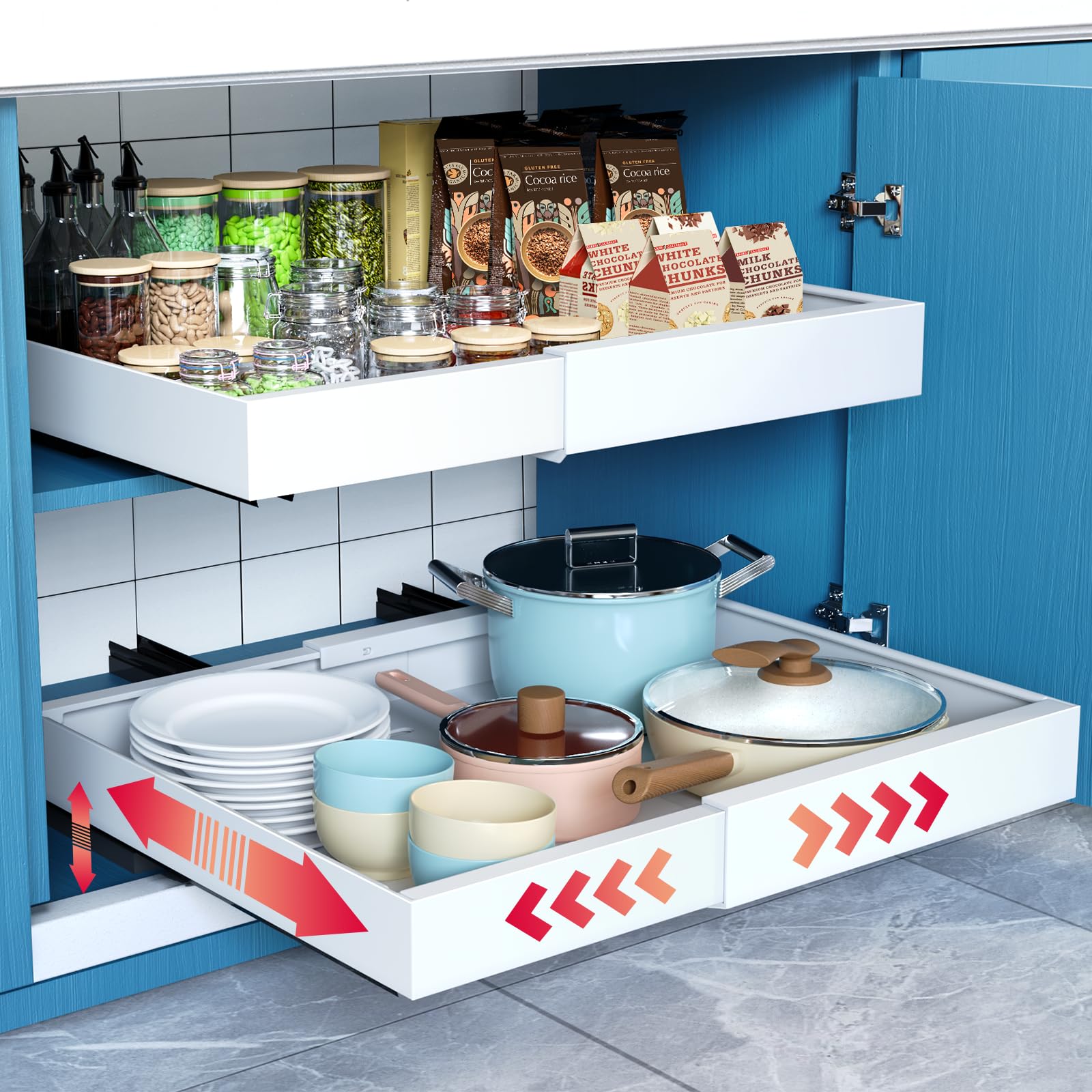 Amazon.com: 21" Deep 2 Pack Pull Out Cabinet Organizer,Expandable(12.6 ...