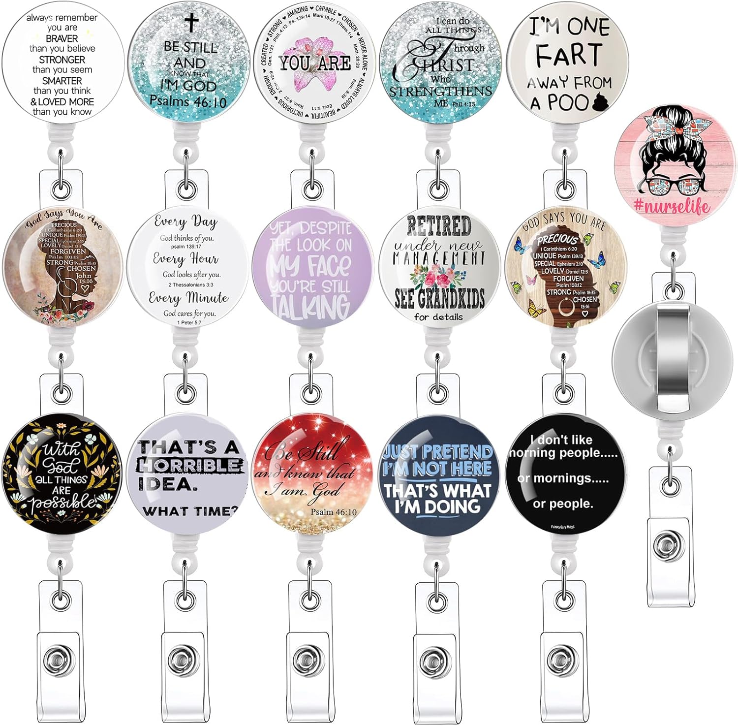 Amazon.com : 16pcs Funny Badge Reels Retractable Badge Holders,Id Badge ...
