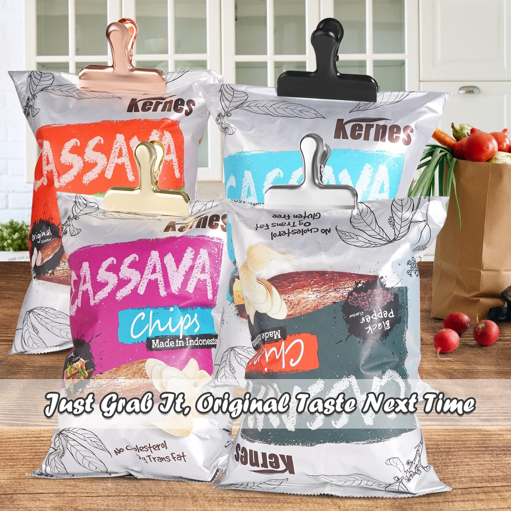 Snapklik.com : 24 Packs Sliver Bag Clips For Food Packages, Chip Clips ...
