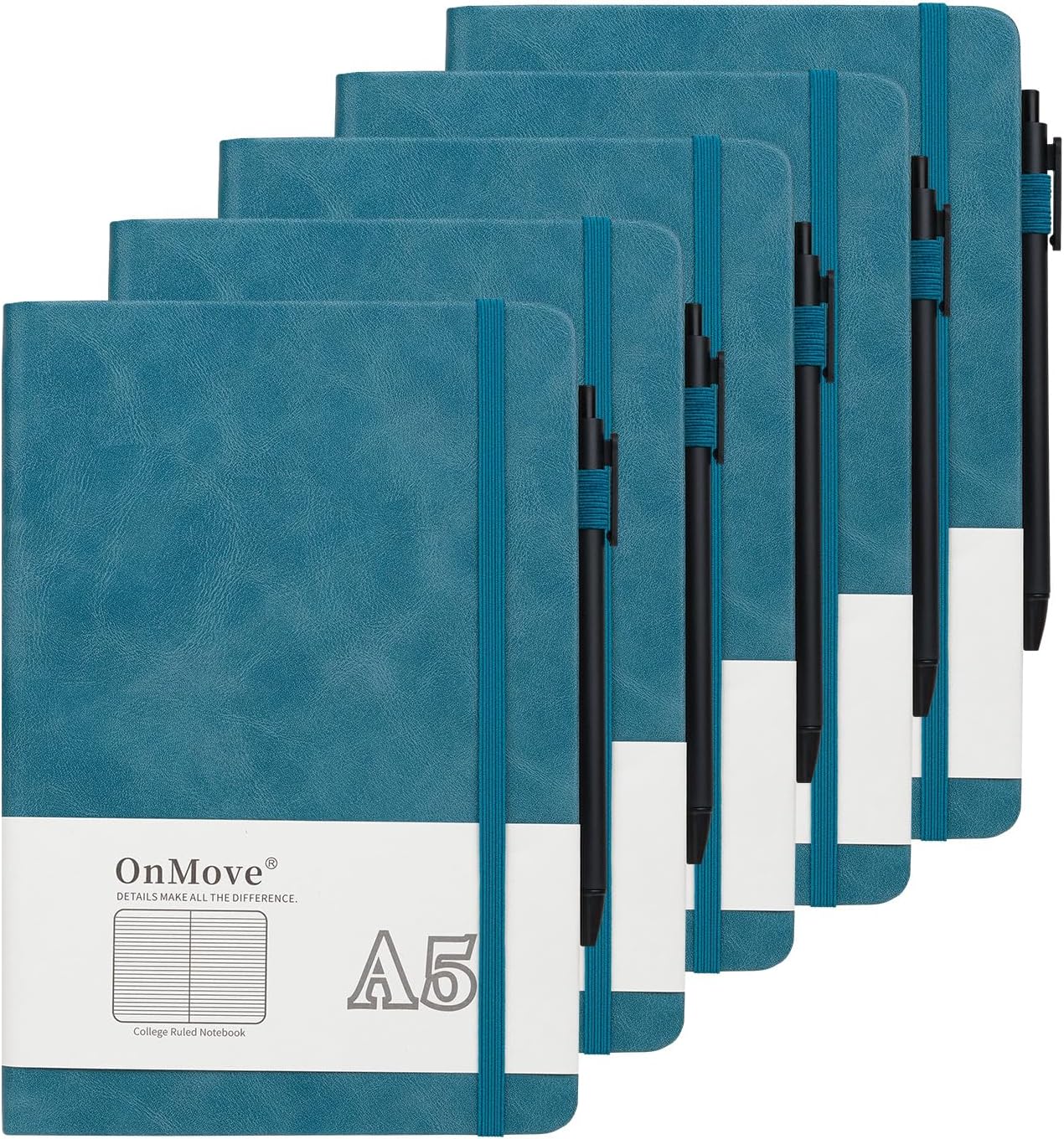 Amazon.com : OnMove Notebooks Journal for Women Men 5 Pack Bulk Leather ...