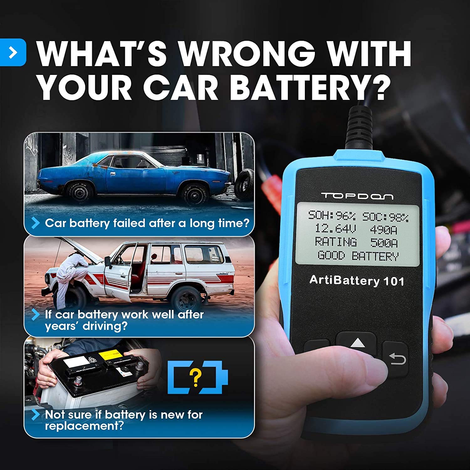 Buy Topdon AB101 12V Automotive Car Battery Tester Professional 100 ...