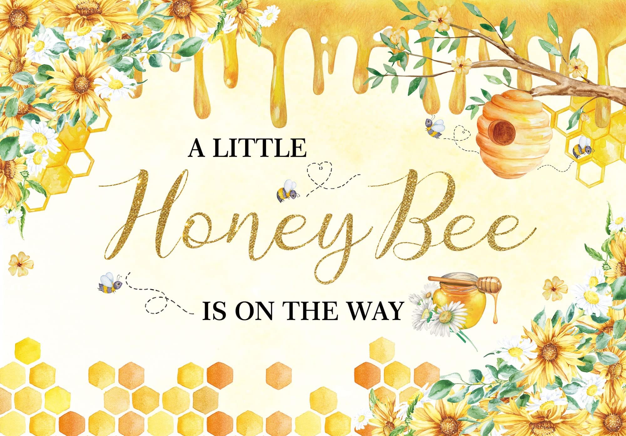 Amazon.com : Msocio 7x5ft Durable Polyester Fabric Bee Baby Shower ...