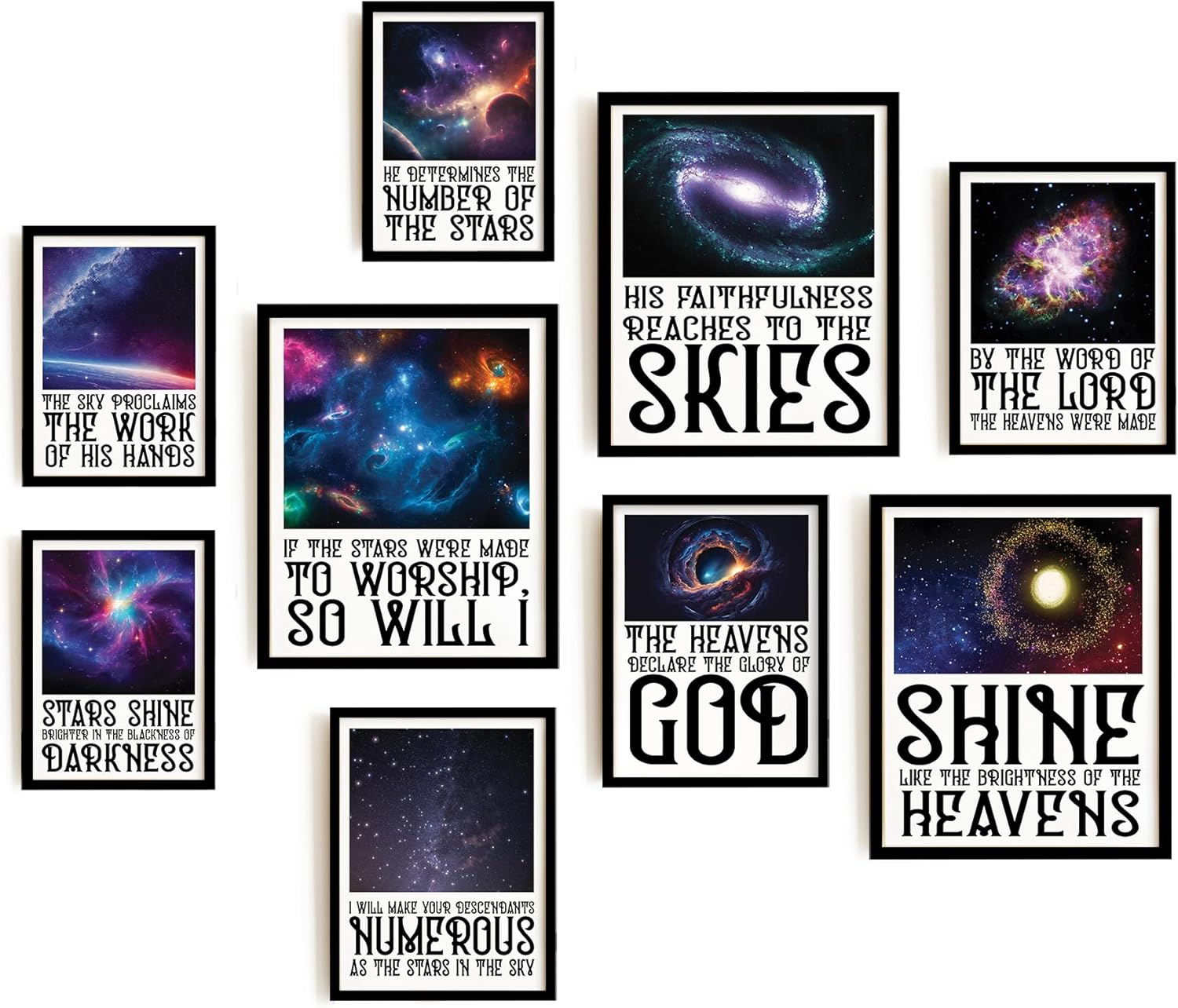 Amazon.com: Set 9 Celestial Wall Decor Inspirational Wall Art Christian ...