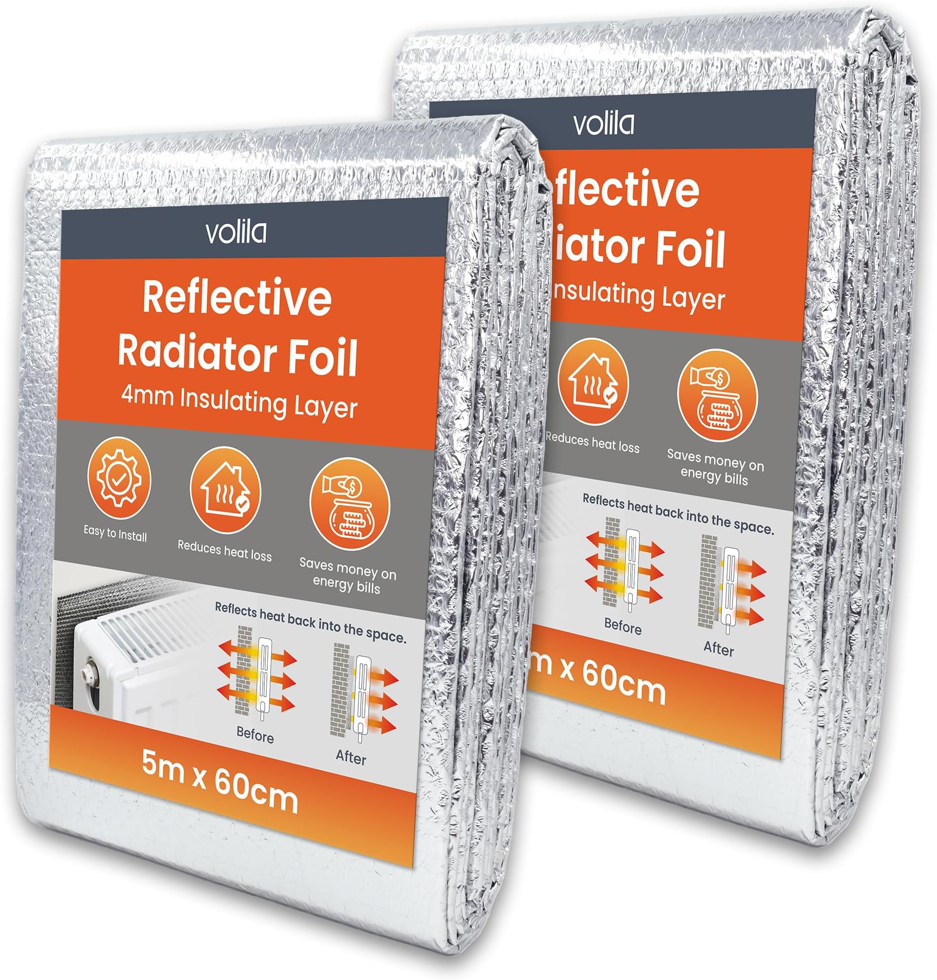 BLOSTM Radiator Insulation Foil 5m x 60cm - 2 Pack Bubble Insulation ...