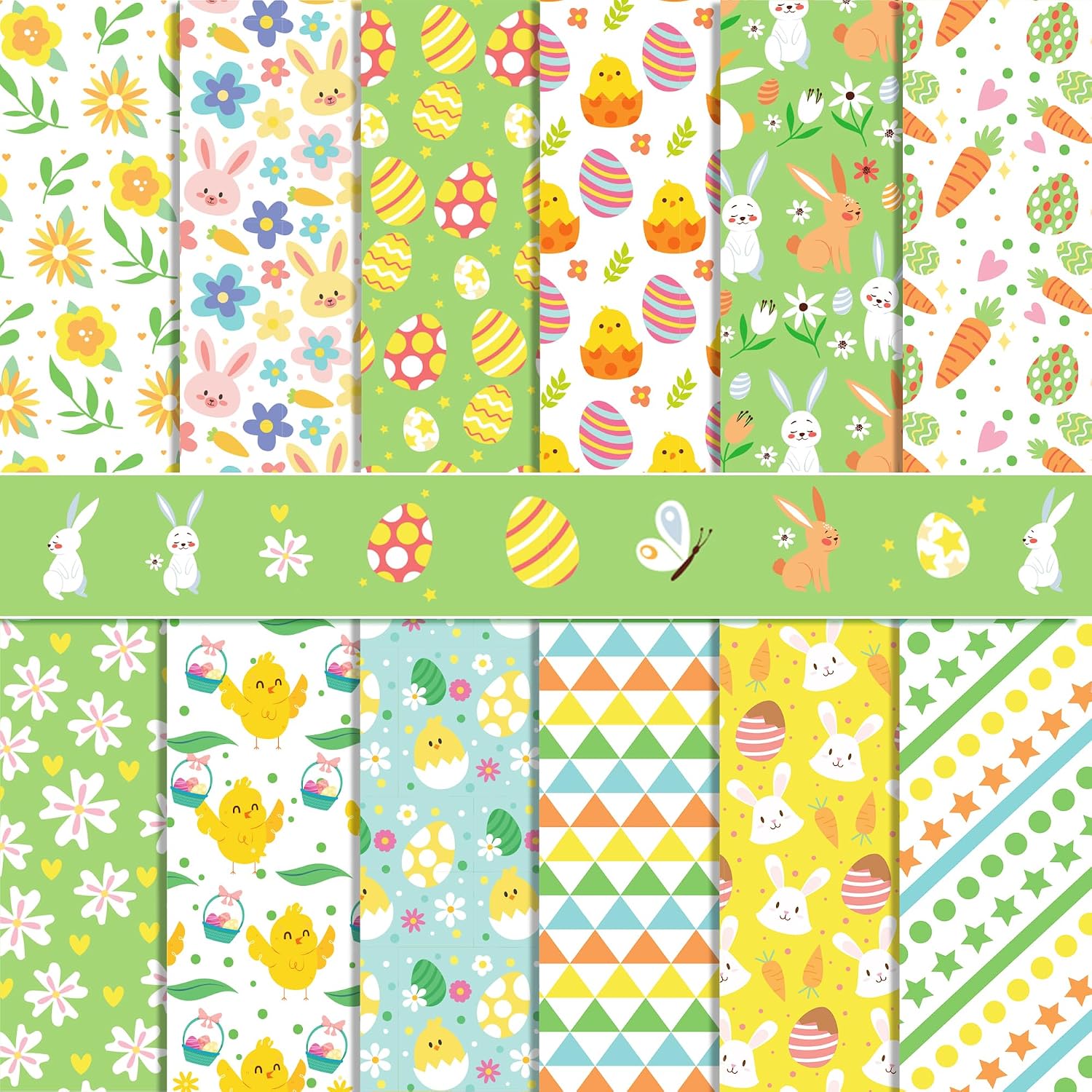 Amazon.com : 24 Sheets Easter Scrapbook Paper 11.8'' x 11.8'' Bunny ...