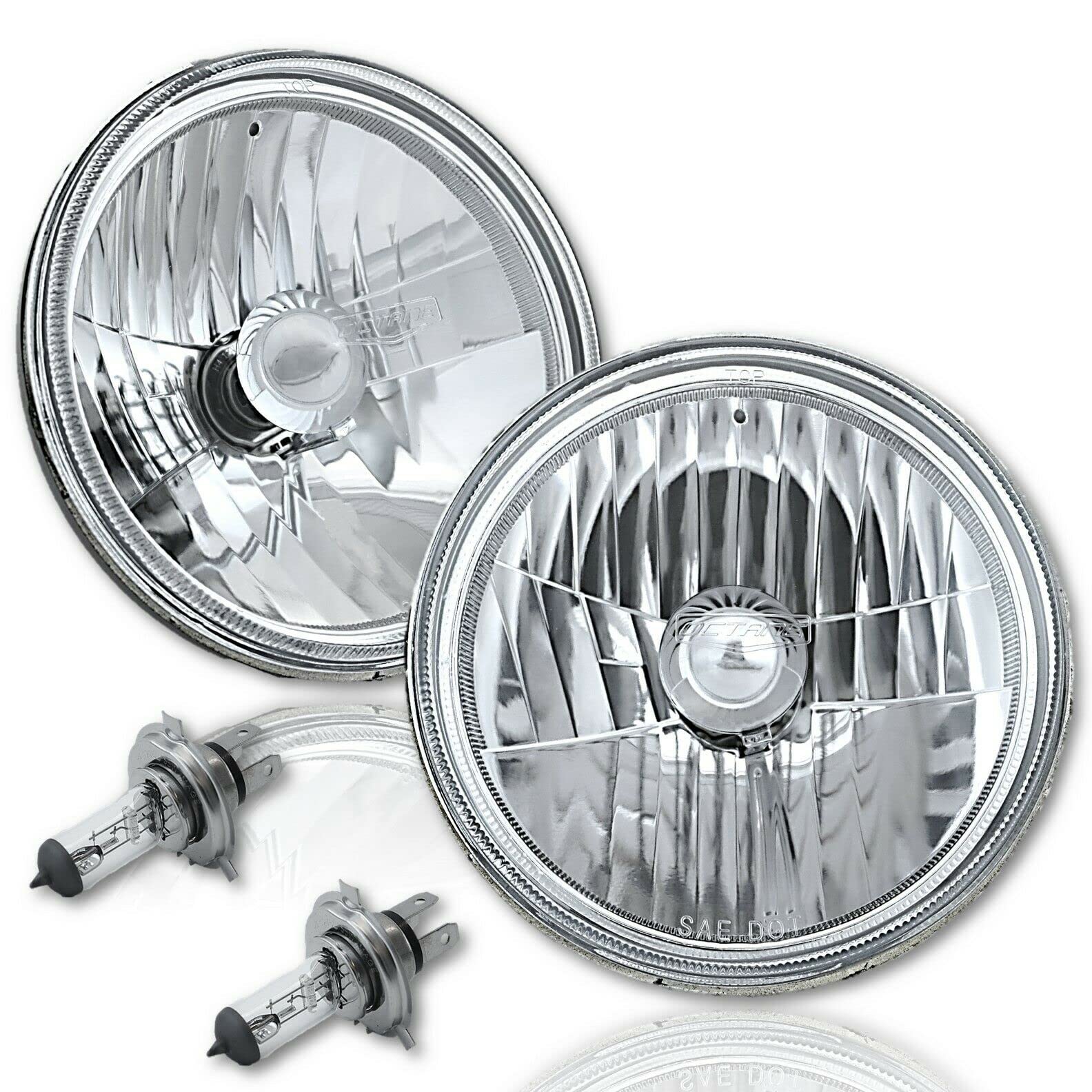 Amazon.com: Octane Lighting 7 Inch Halogen 6V Headlight Diamond Cut ...