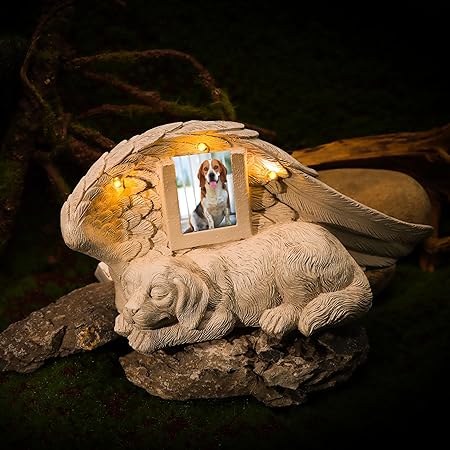 Amazon.com : The7boX Pet Memorial Stone with LED Solar Light Dog Grave ...