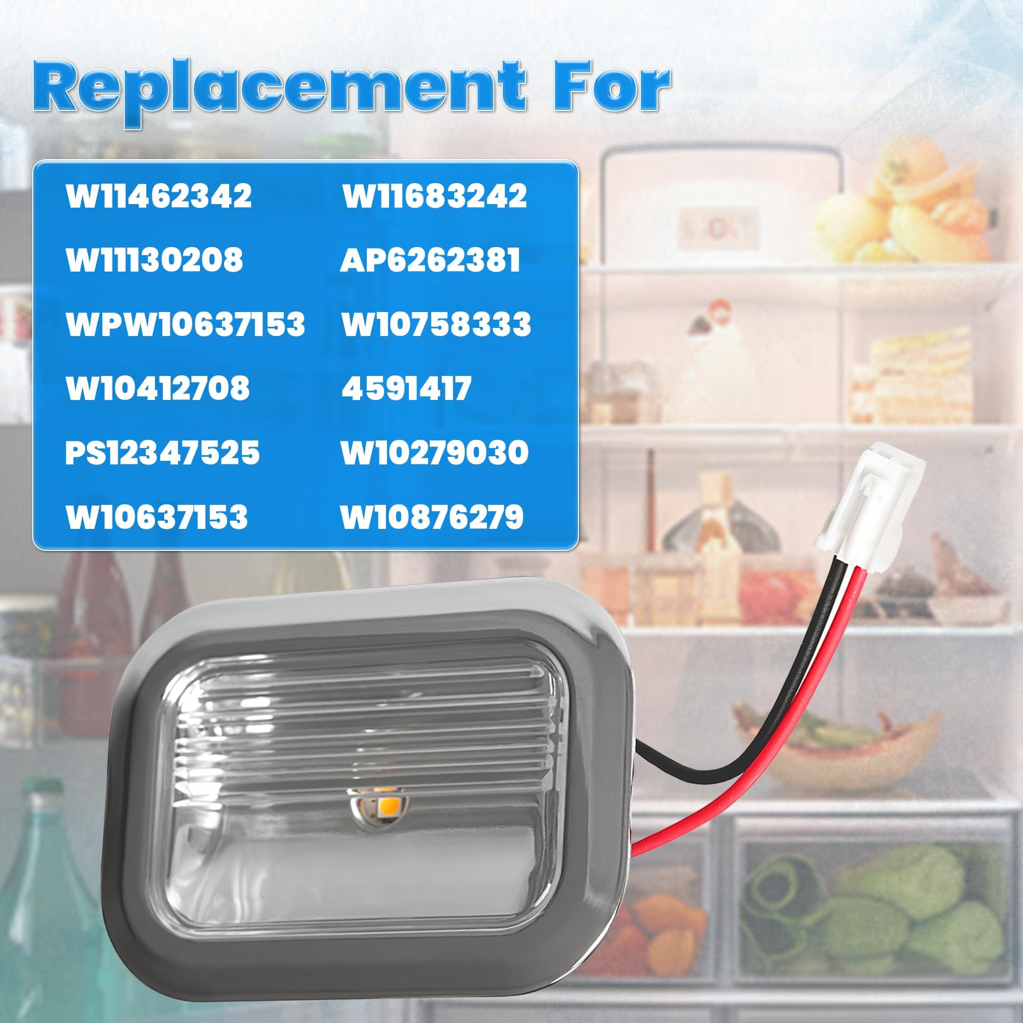 Whirlpool Fridge Light Replacement KUAFU Refrigerator LED Light Kit - 2 ...