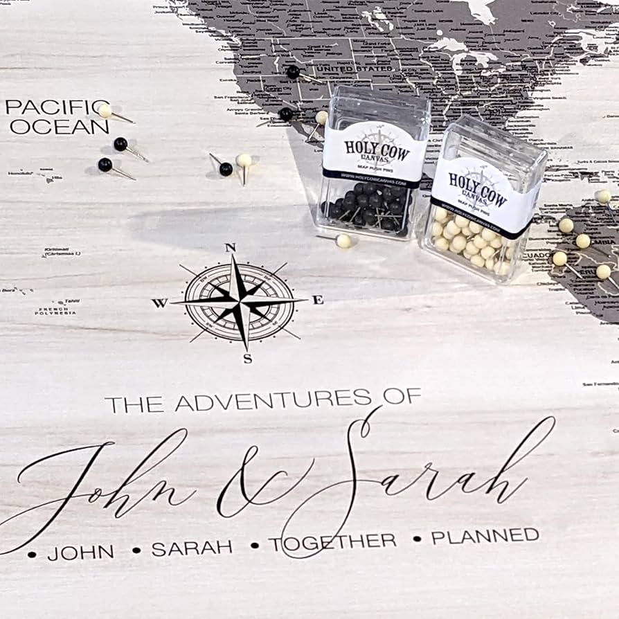 Iridescent Push Pin World Map 3 Panels Holy Cow Canvas