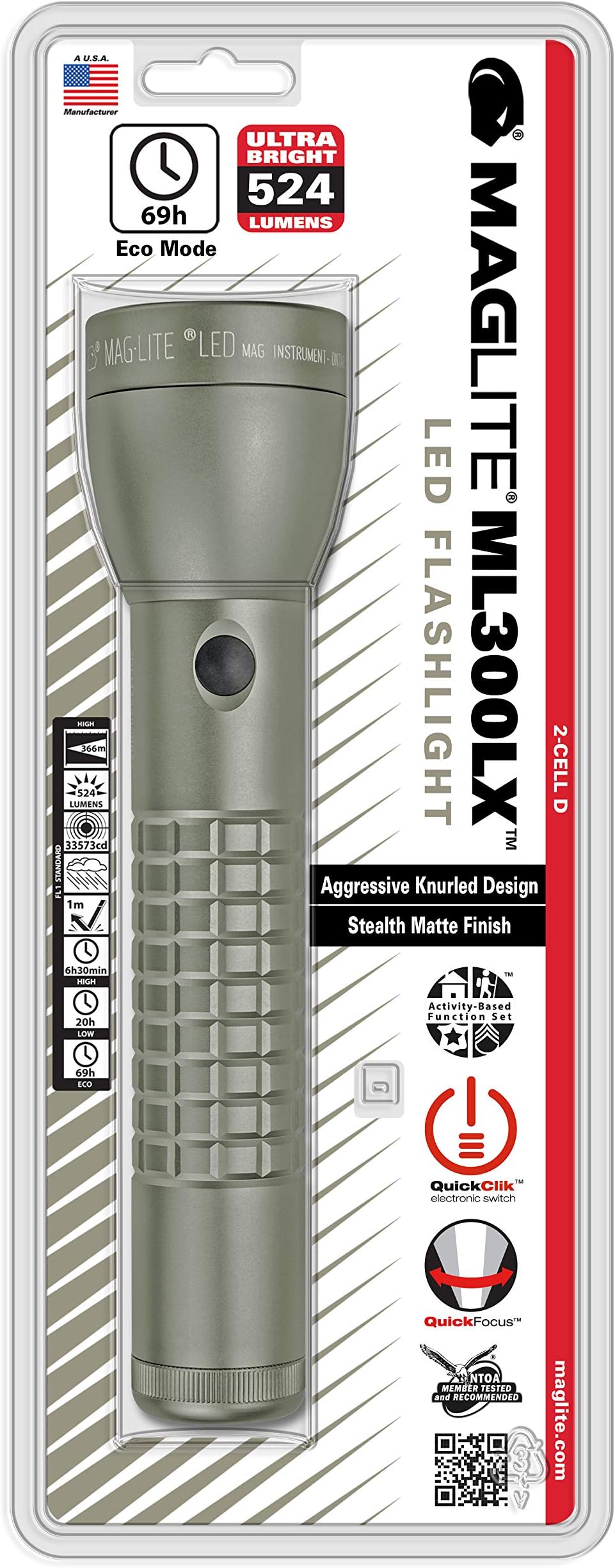 Maglite LED 2-Cell D Flashlight, Black - Basic Handheld Flashlights ...