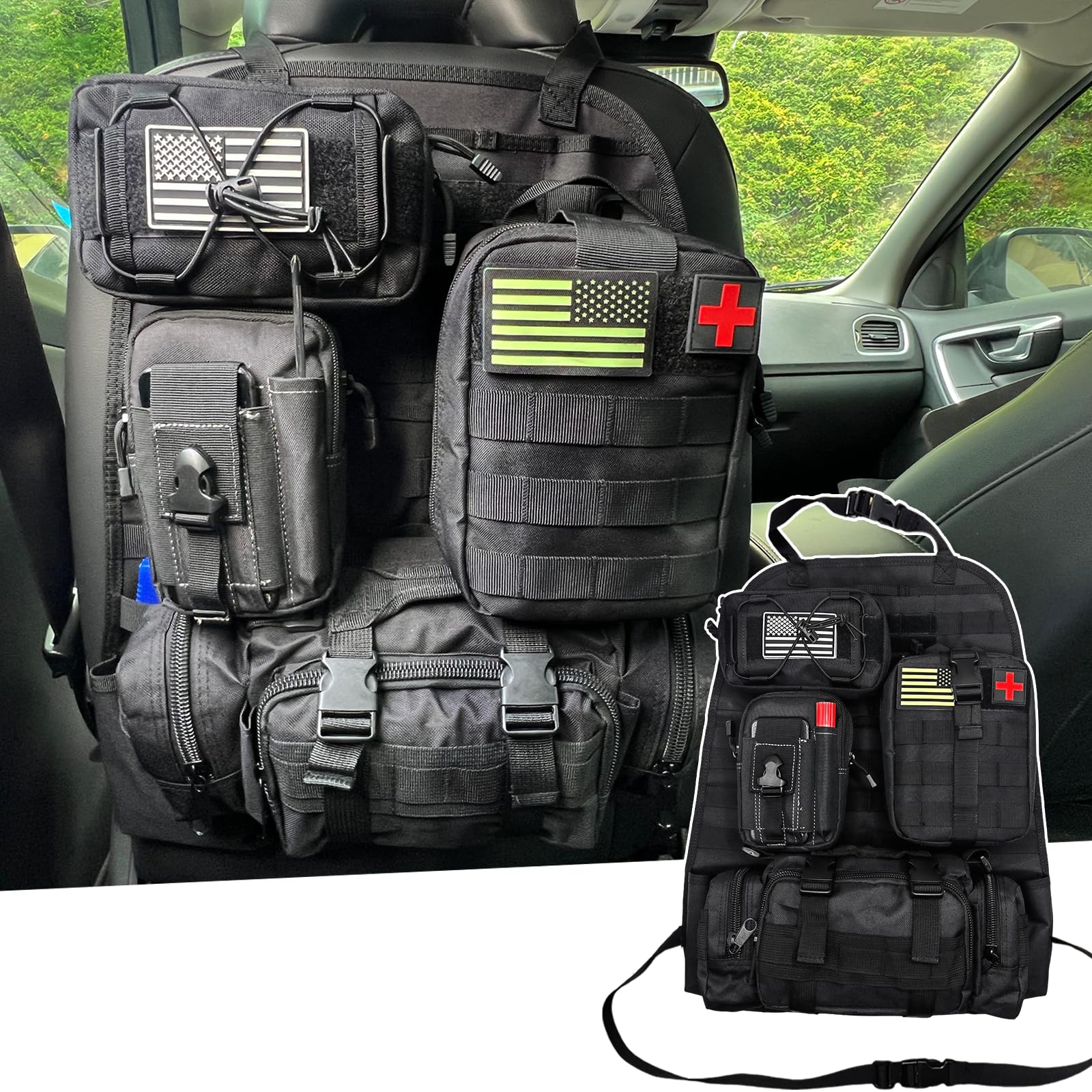 Amazon.com: MEAUTELE Tactical Car Seat Back Organizer With 4 Detachable ...