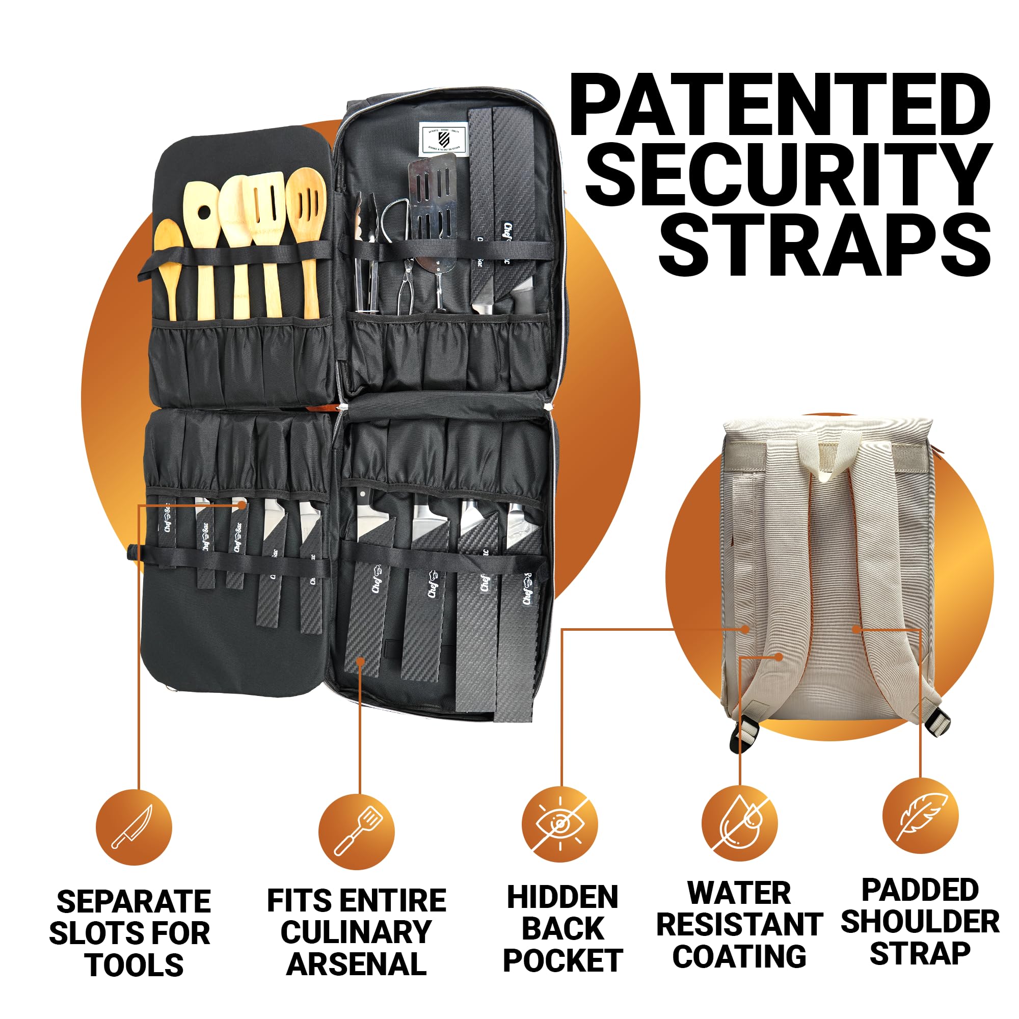 Snapklik.com : Chef Sac Chef Knife Bag Vintage Backpack 30+ Pockets For ...