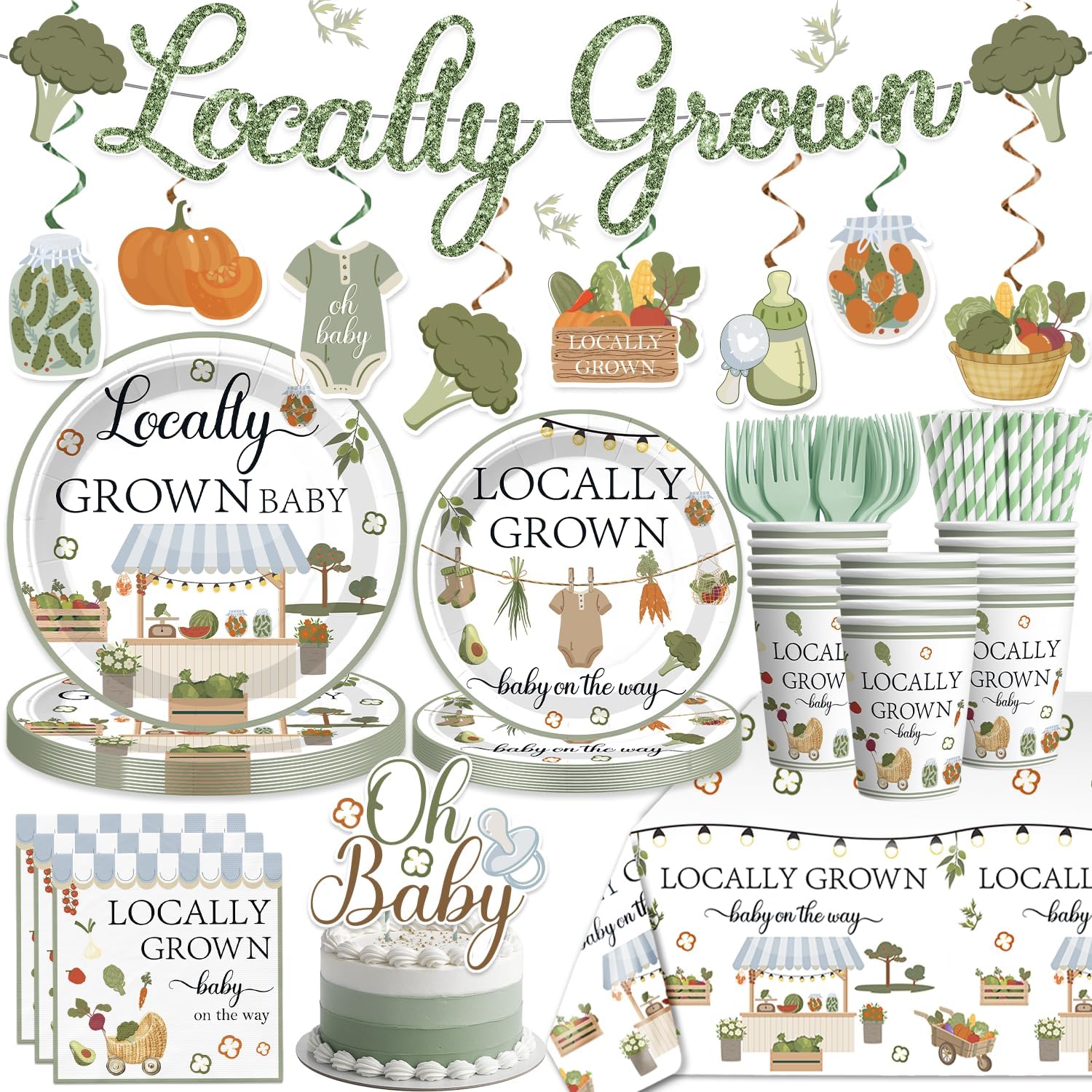 Amazon.com: 140 Pcs Locally Grown Baby Shower Decorations, Locally ...