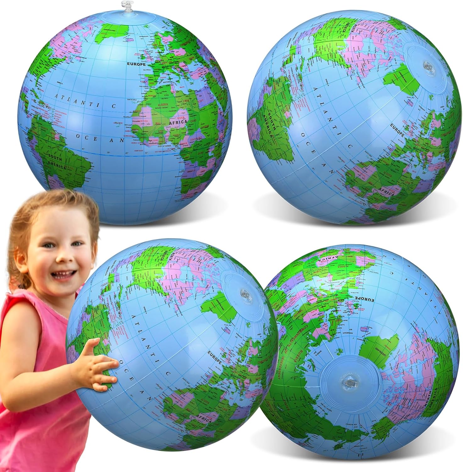 Amazon.com: Pangda 4 Pcs 24 Inches Inflatable Globe Giant Blow up PVC ...