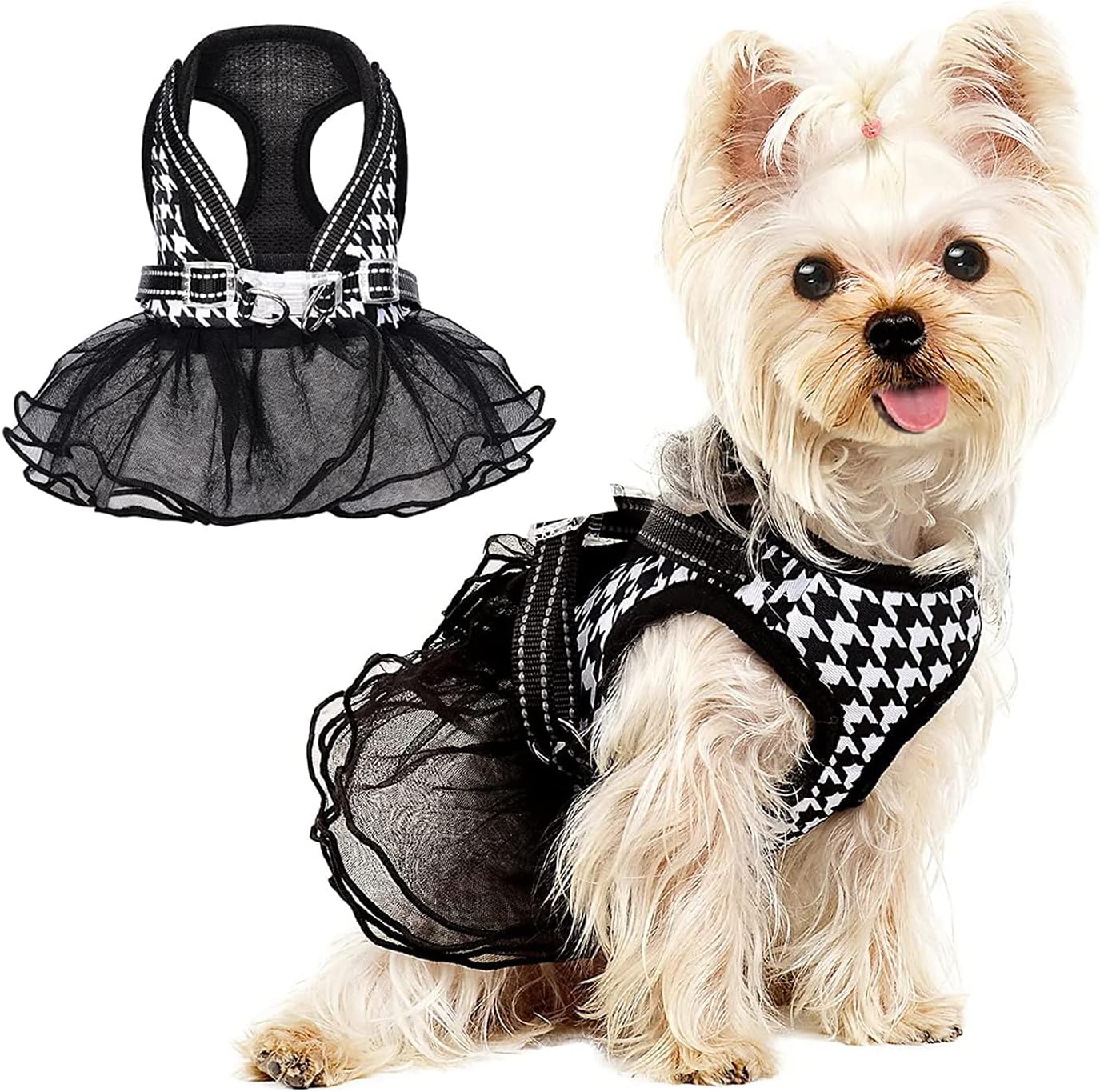 Amazon.com : Dog Harness Dress Plaid Harness Dress for Small Dogs ...