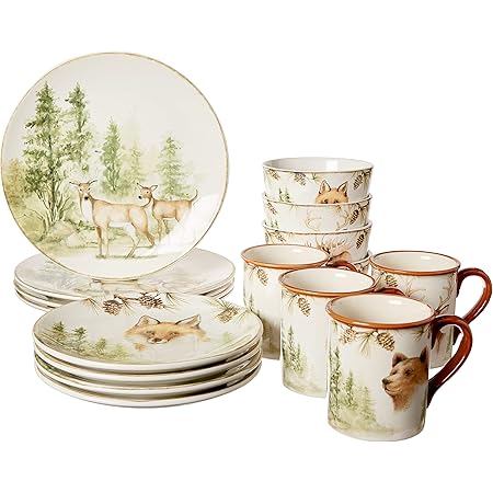 Amazon.com | Certified International Pine Forest 16 pc Dinnerware Set ...