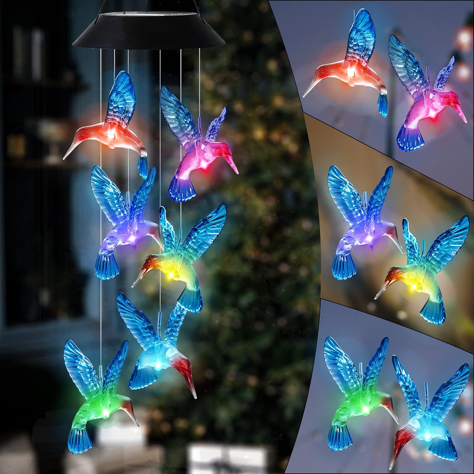 Amazon.com : Hummingbird Solar Light, Epicgadget Solar Bird Wind Chime ...