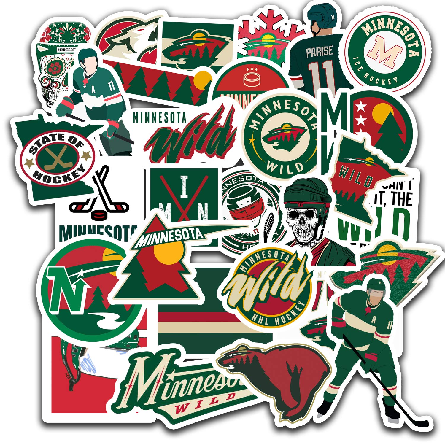 Amazon.com - 32 PCS FanShop Stickers Wild Hockey Team Minnesota ...