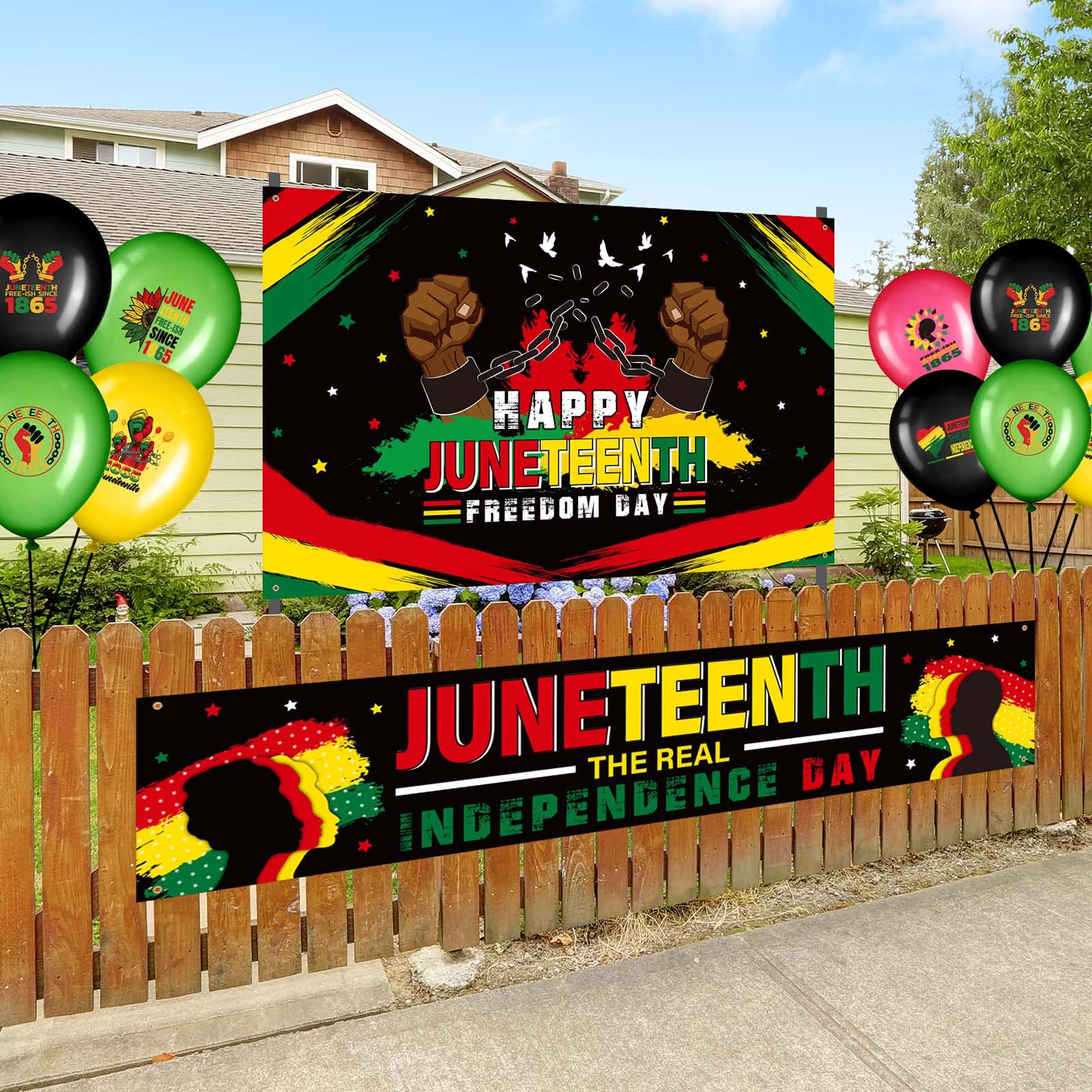 Amazon.com: Shappy 50 Pcs Happy Juneteenth Decorations Include June ...