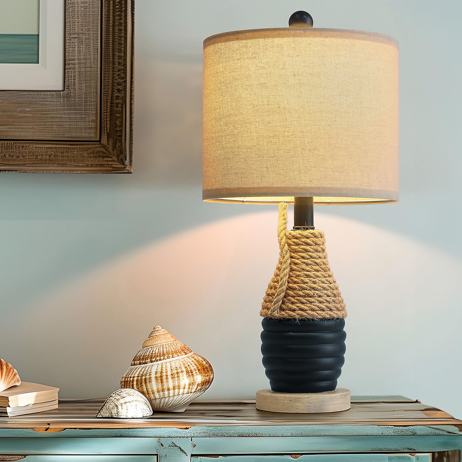 Nautical Bedroom Lamps StyleCraft Nautical 26.5 In. Blue Taupe Bedside