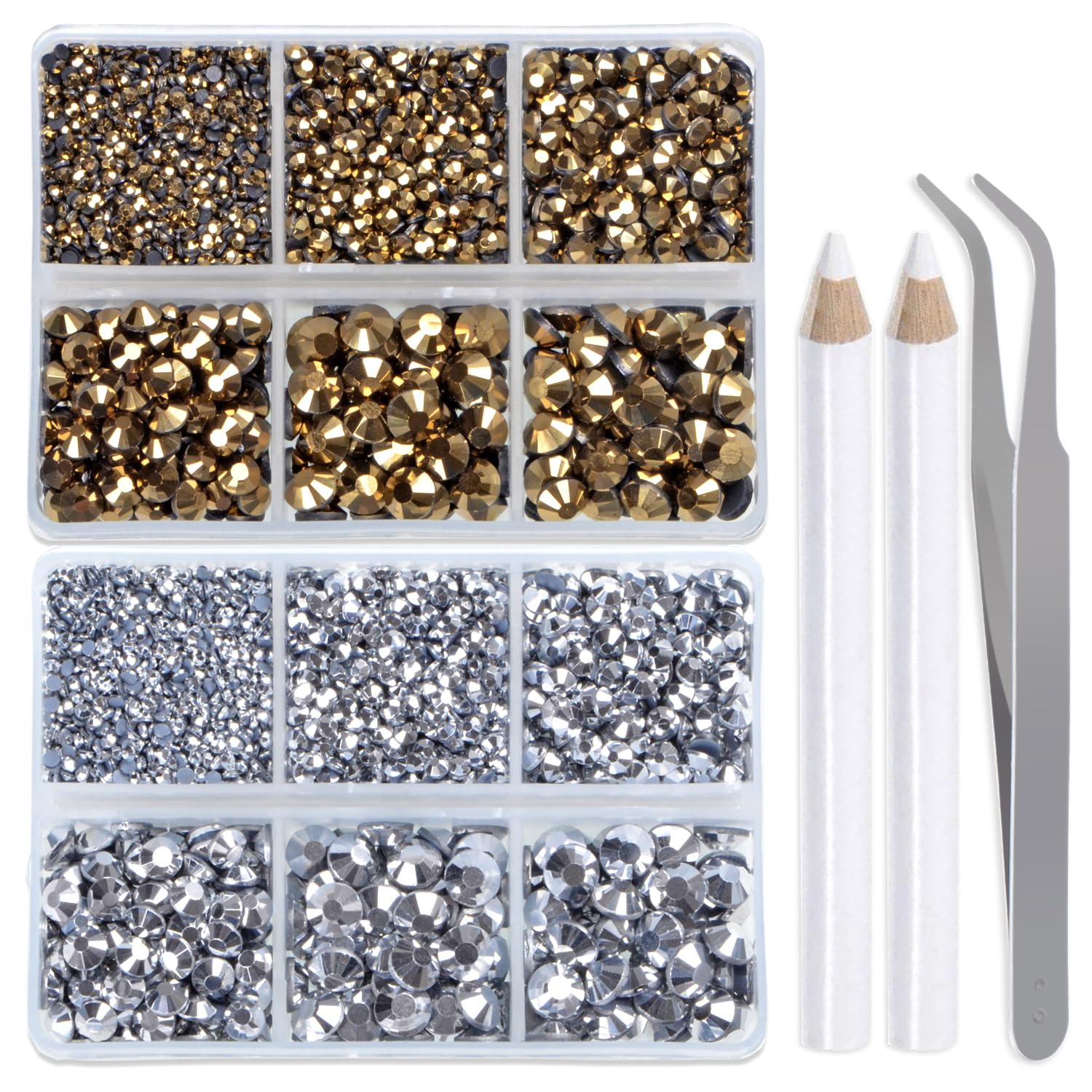 Amazon.com: LPBeads 6400 Pieces Gold and Silver Hotfix Rhinestones Flat ...