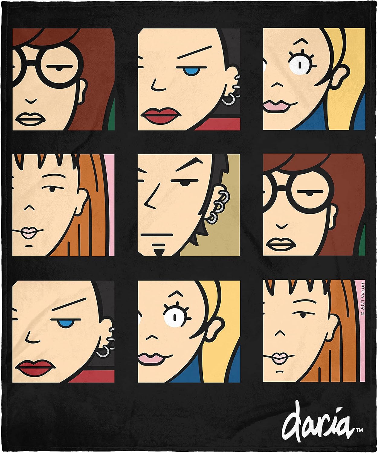 Amazon.com: INTIMO MTV Daria Character Panel Faces Plush Fleece Throw ...