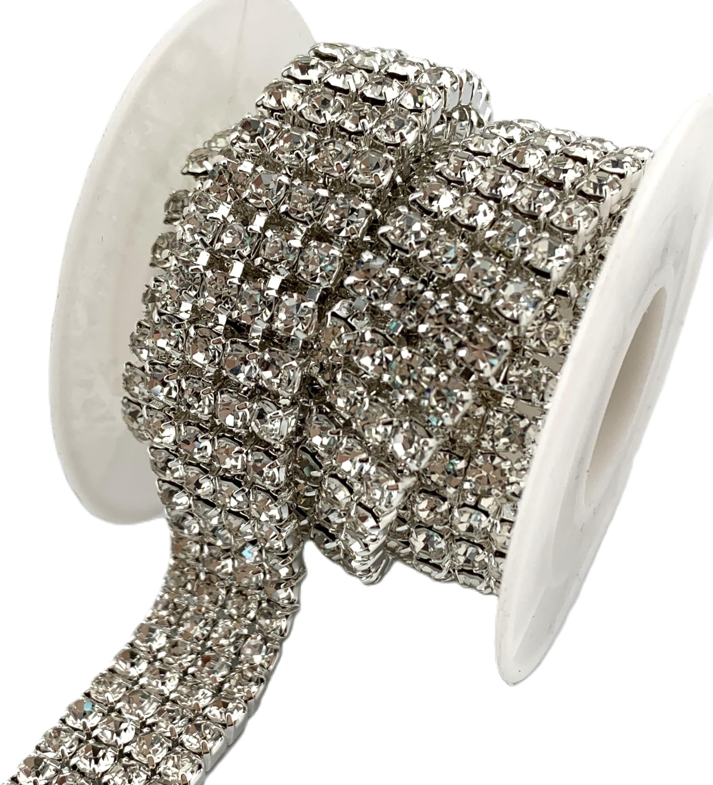 Amazon.com: AEAOA 1 Yard 4 Rows SS16 3/5 inches Close Rhinestone Chain ...