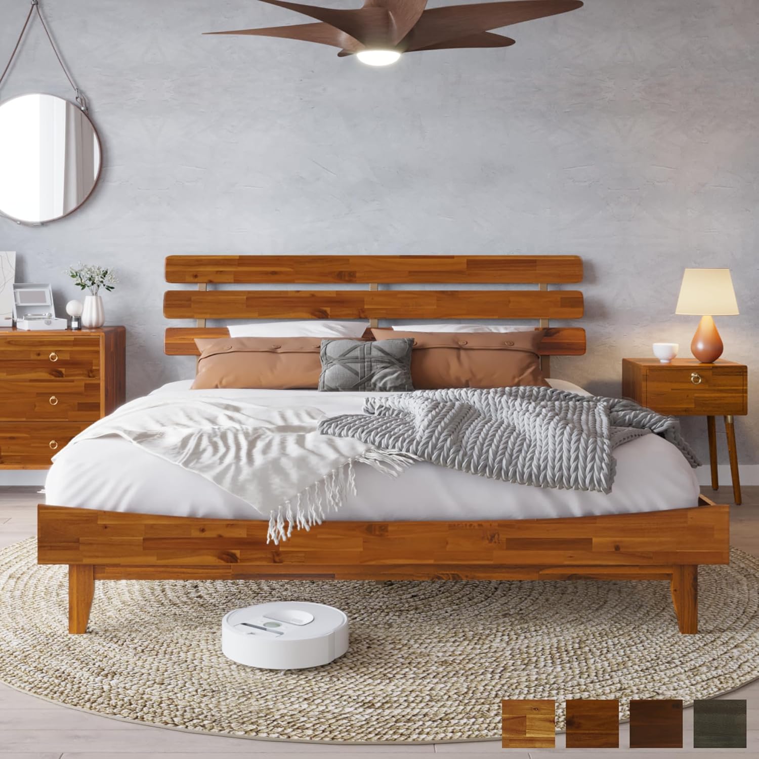 Amazon.com - Bme Caden 15" Bed Frame with Adjustable Headboard - Mid ...