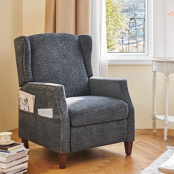 Amazon.com: COLAMY Wingback Pushback Recliner Chair with Storage Pocket ...