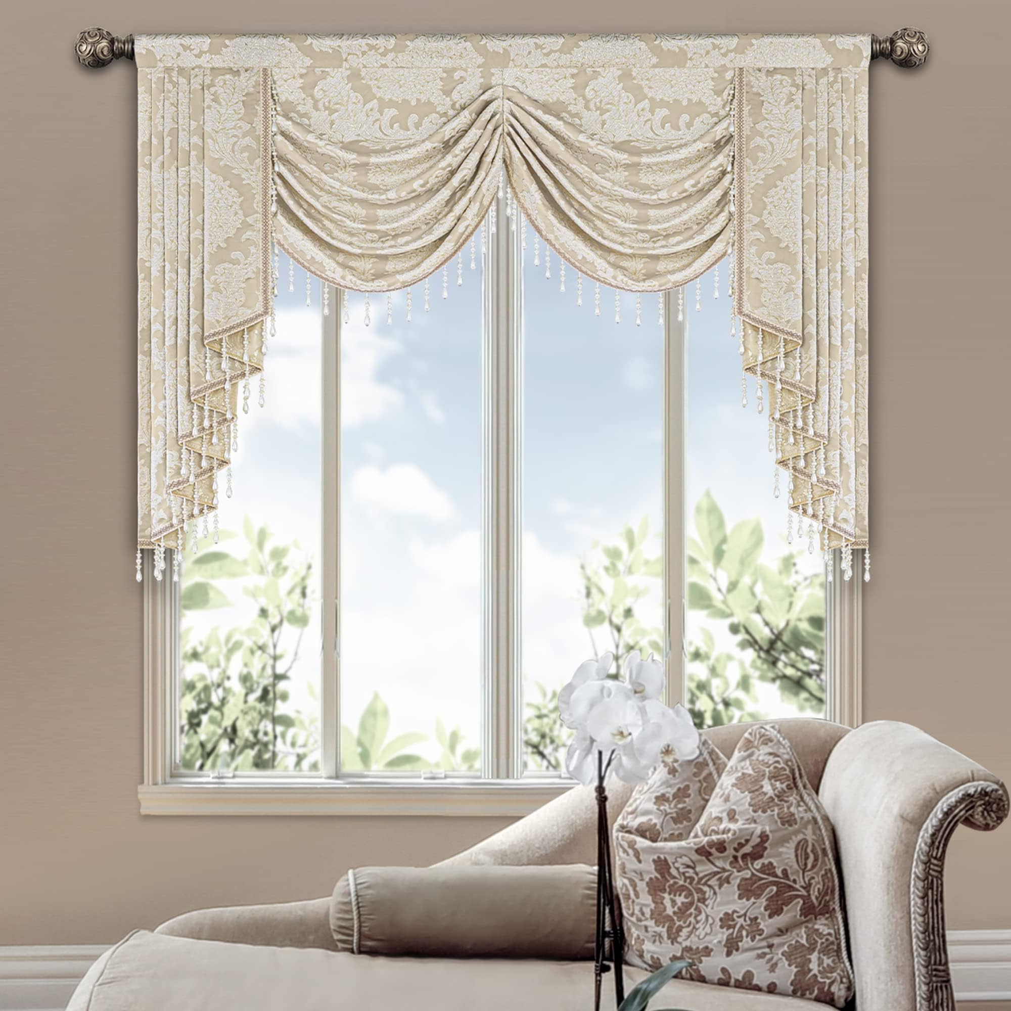 Amazon.com: Loom and Mill Luxury Jacquard Waterfall Valance for Living ...