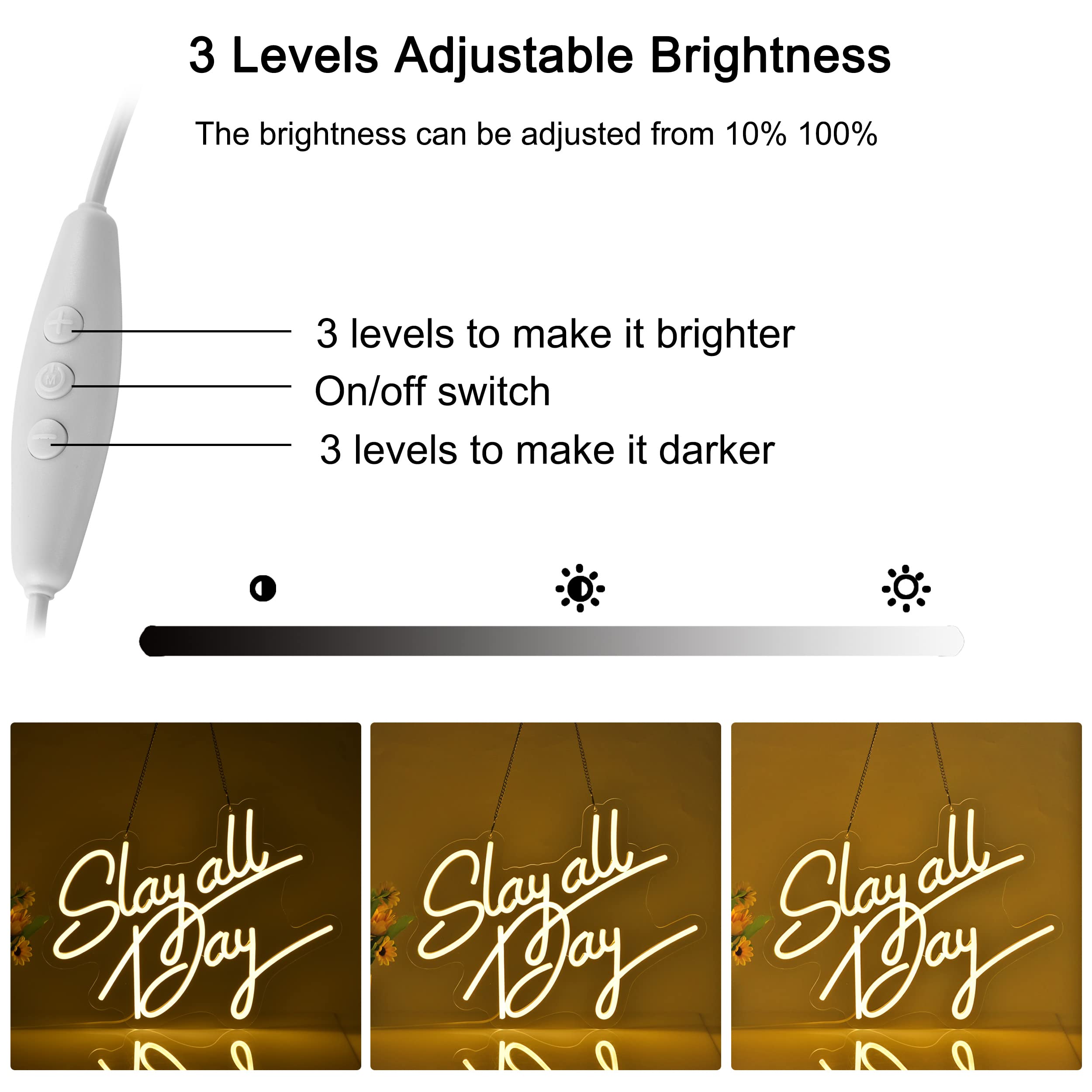 Snapklik.com : Slay All Day Neon Sign For Wall Decor Dimmable LED Neon ...