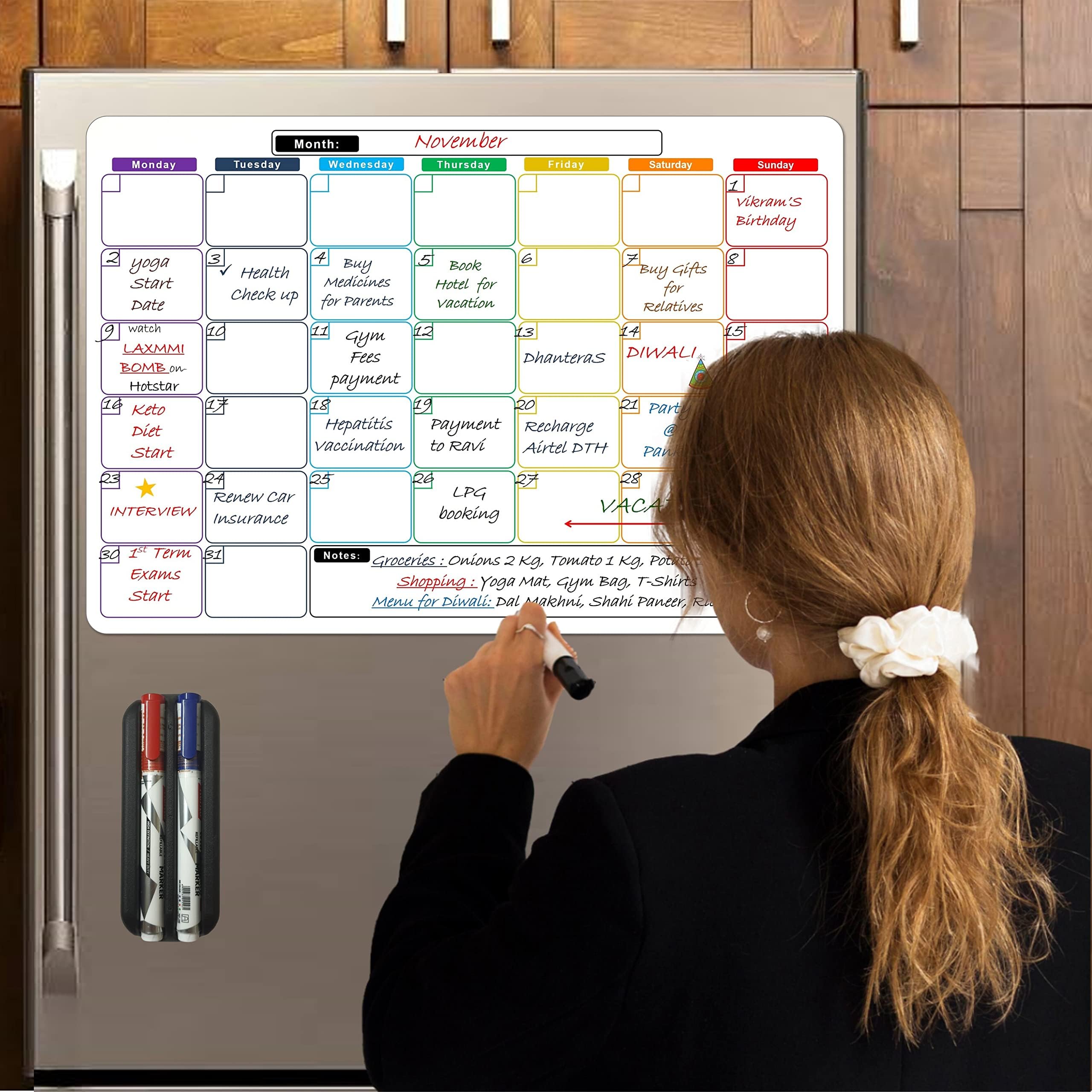 WishKraft Magnetic Monthly Planner [18x12 inch] for Fridge | Dry Erase ...